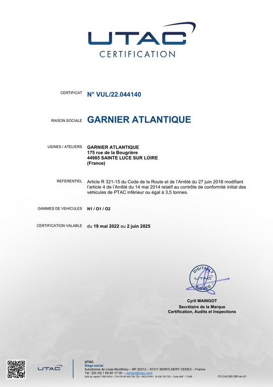 Certifications - Bennes Garnier
